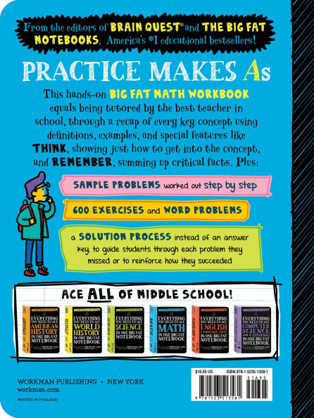 The Big Fat Middle School Math Workbook: 600 Math Practice ExercisesThe ...